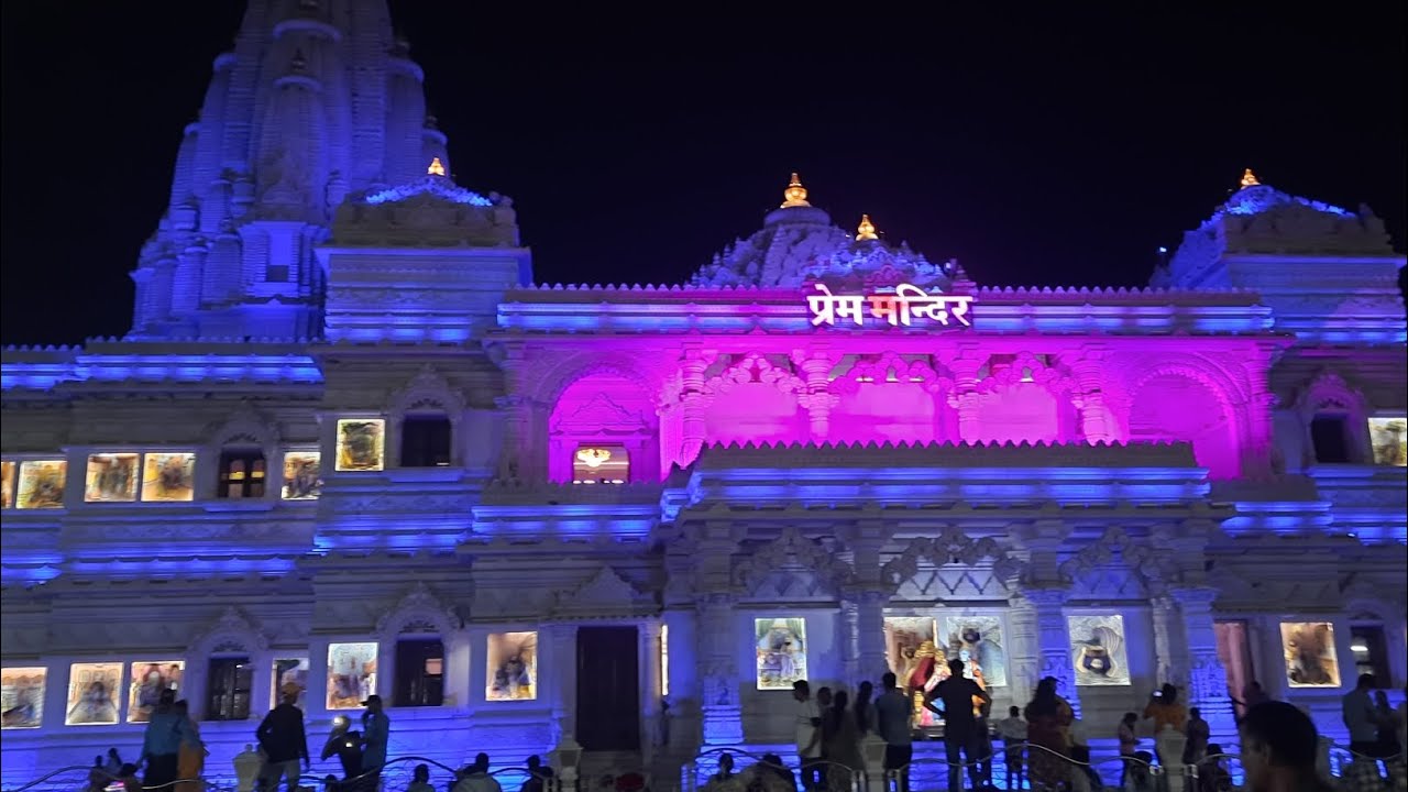 prem mandir night view Kitna sunder hai - YouTube
