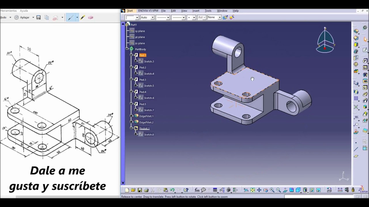 Catia V5. Part Design tutorial. HD - YouTube