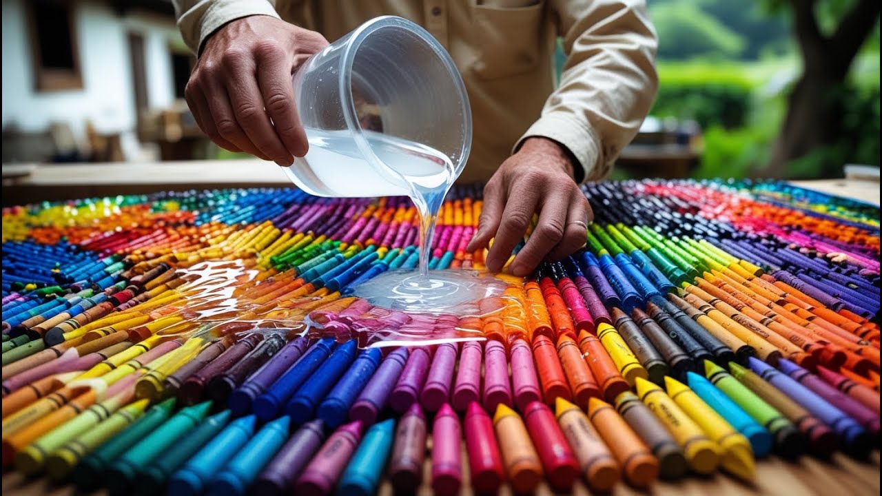 [Close-up] Pouring Epoxy Over Brilliant Colored Wax: Colors Melt ...