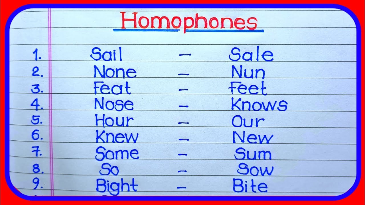 homophones |50 homophones |homophones words 50|homophones in english ...