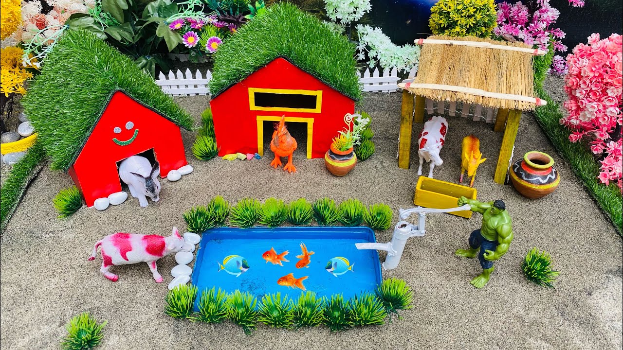 Top Diy mini farm with house for cow | water pump - woodworking | #7 ...