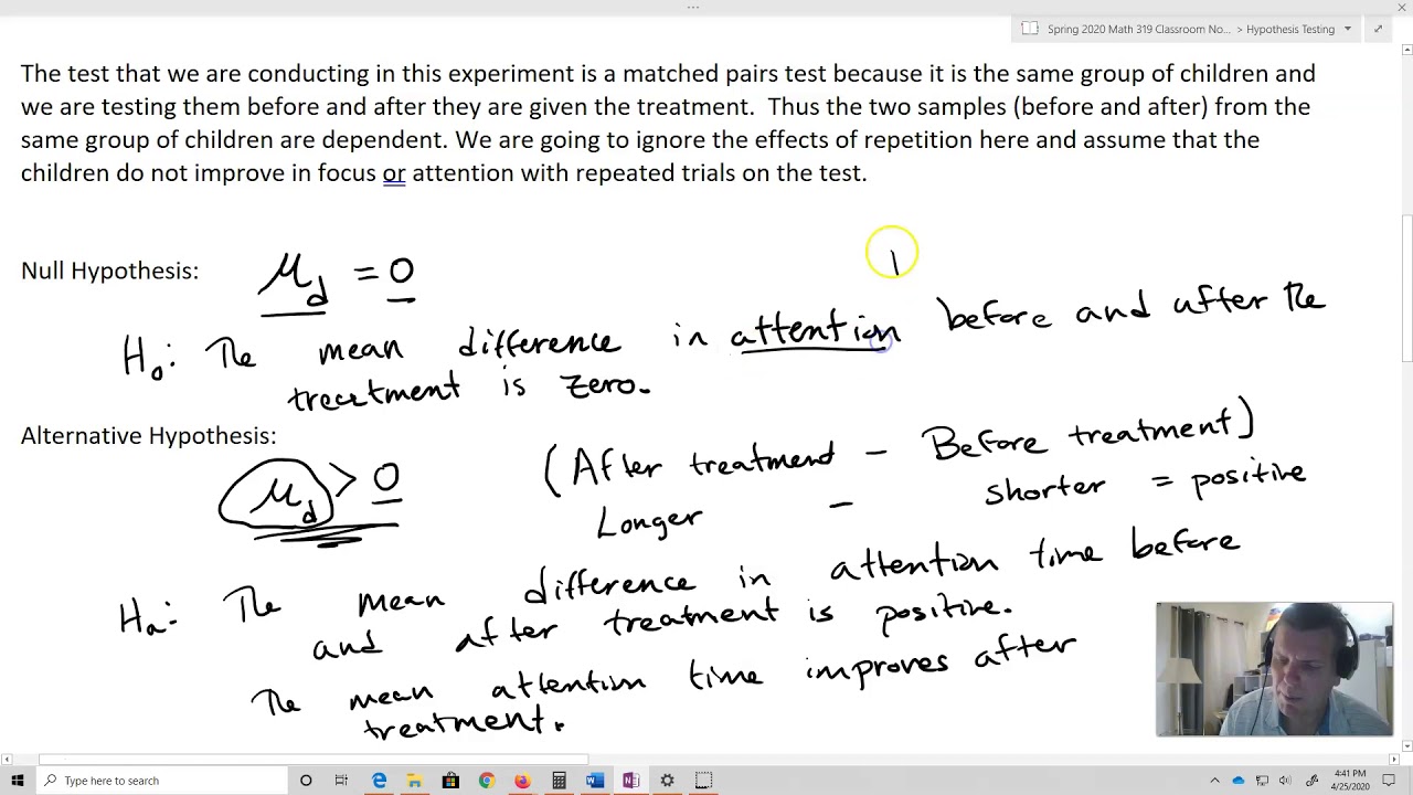 Matched Pairs T-Test Example - YouTube