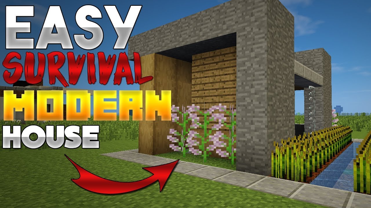 Minecraft Survival DAY 1/FIRST NIGHT Modern House Tutorial - YouTube