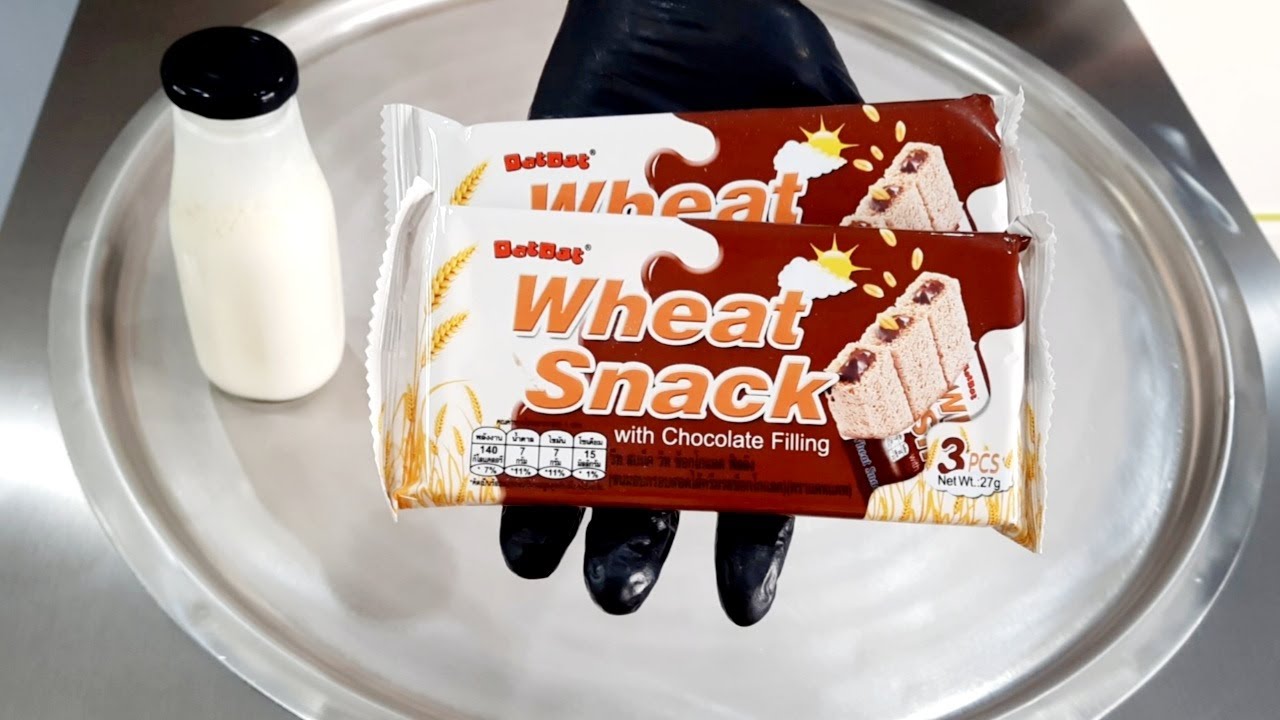 วีท สแน็ค วิท ช็อกโกแลต ฟิลลิ่ง ผสมนม-ไอติมผัด-#ASMR!Wheat Shack With ...