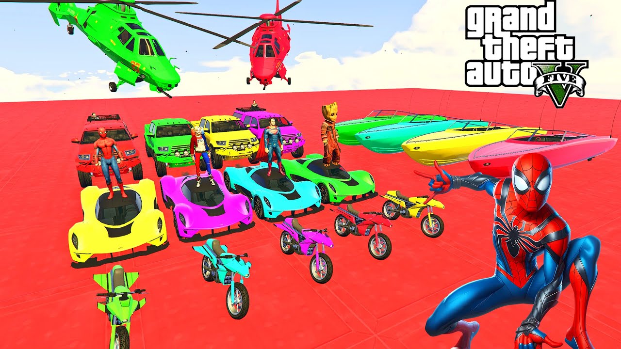 Spiderman's Epic GTA V Ramp Challenge: Trevor & Friends on Mega Stunts ...