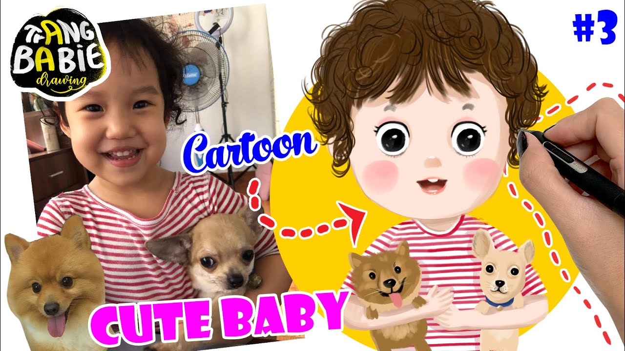 How to draw cute Baby chibi cartoon from a photo #3 - YouTube
