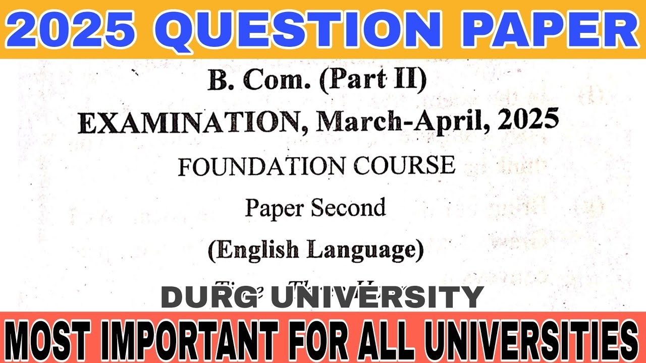 🔴 BCOM 2ND YEAR ENGLISH LANGUAGE 2025 QUESTION PAPER For 2025 EXAM for ...