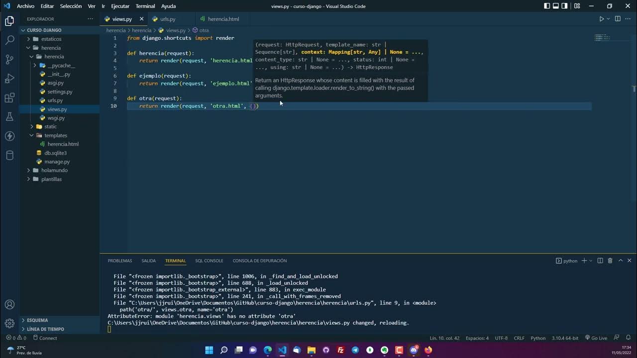 12 Herencia de plantillas - Curso Django - OpenBootcamp - YouTube