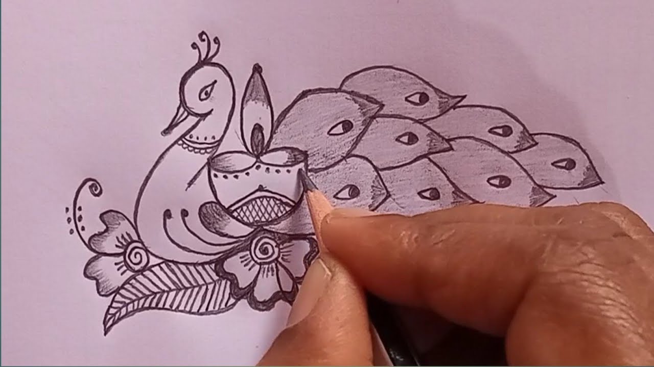 peacock🦚rangoli design| easy festival peacock kolam| simple mayil kolam ...