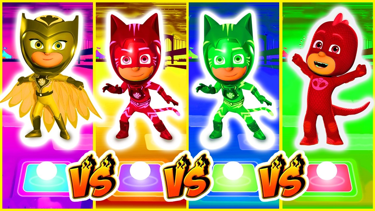 Pj Masks Red Cat Boy vs Cat Boy vs Owlett vs Gekko 🎶 Tiles Hop EDM Rush ...