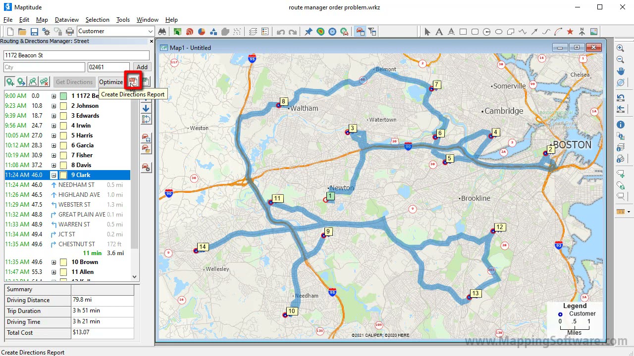 Maptitude 2021: map directions, map deliveries, map route, optimized ...