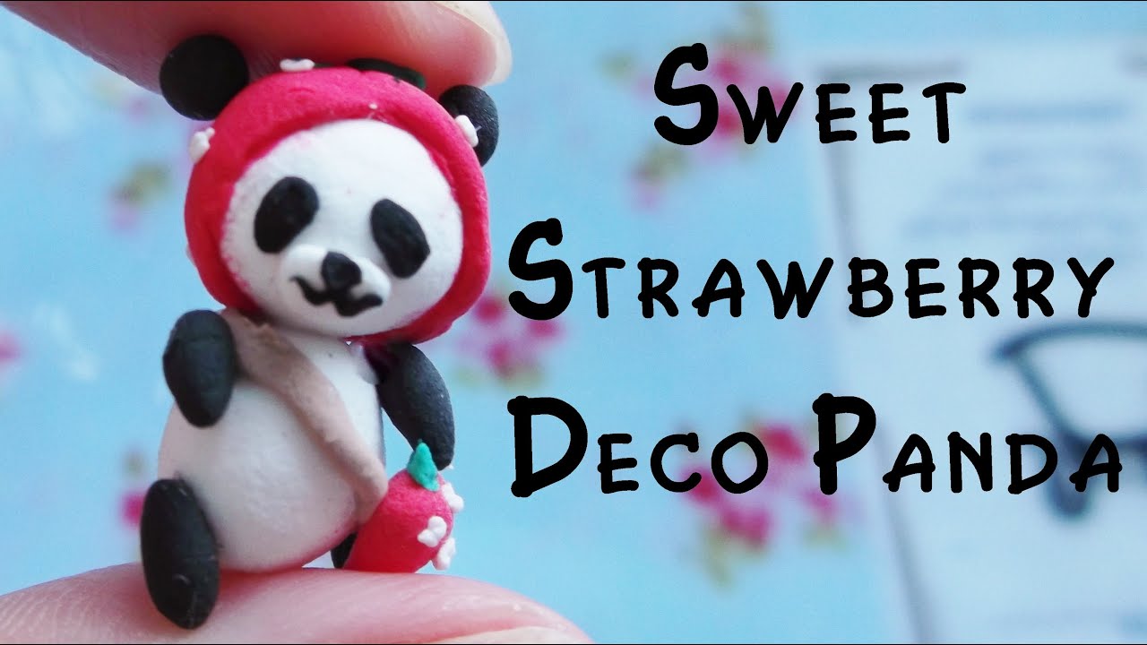 Sweet Deco Strawberry Panda clay tutorial ( air-dry clay ) - YouTube