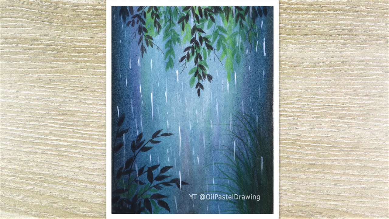 How to you Draw a Scenery on Rainy day, Easy Oil Pastel Drawing - YouTube