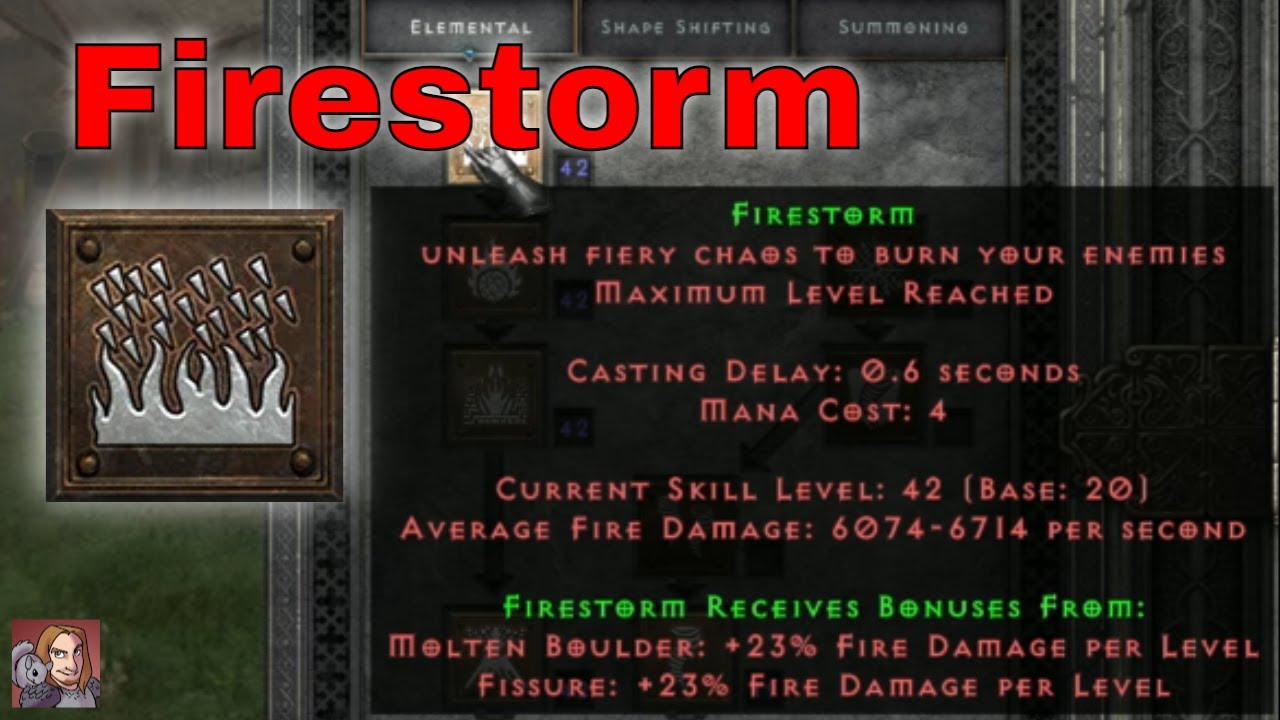 D2R Skills & Abilities - Firestorm, Elemental (Druid) - YouTube