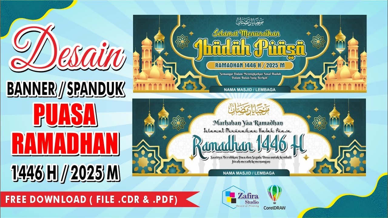 Free CDR - Desain Banner Ramadhan 1446 H / 2025 M versi 2 - Zafira ...