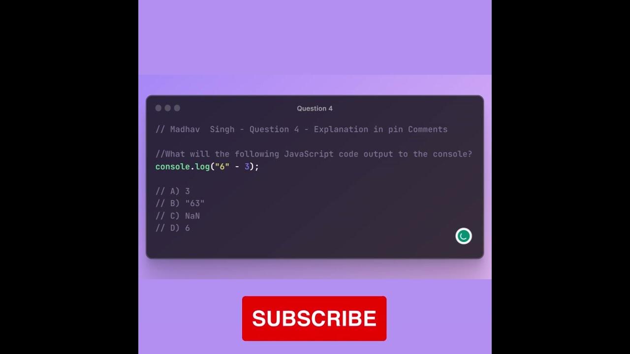Guess The Output Javascript Question Problem 4 Codingtutorial Codewithme Youtube