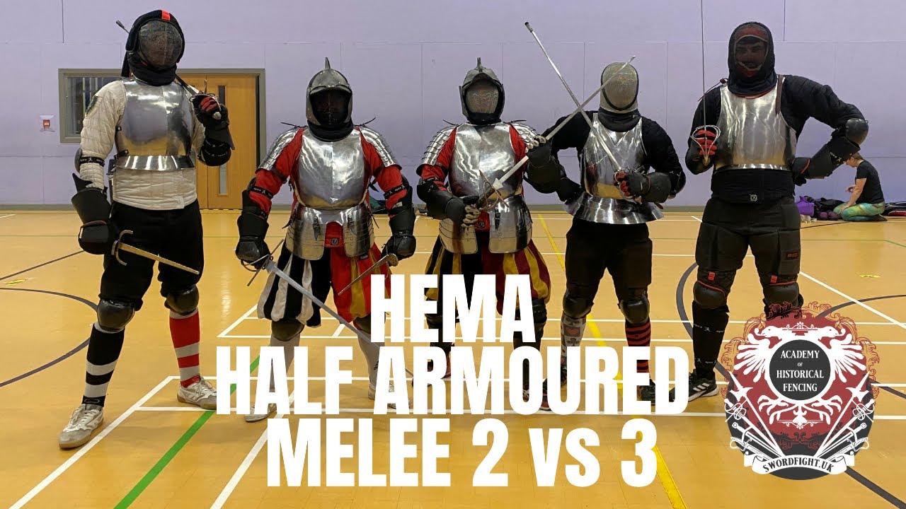 HEMA Half Armoured Melee - 2 vs 3 - YouTube