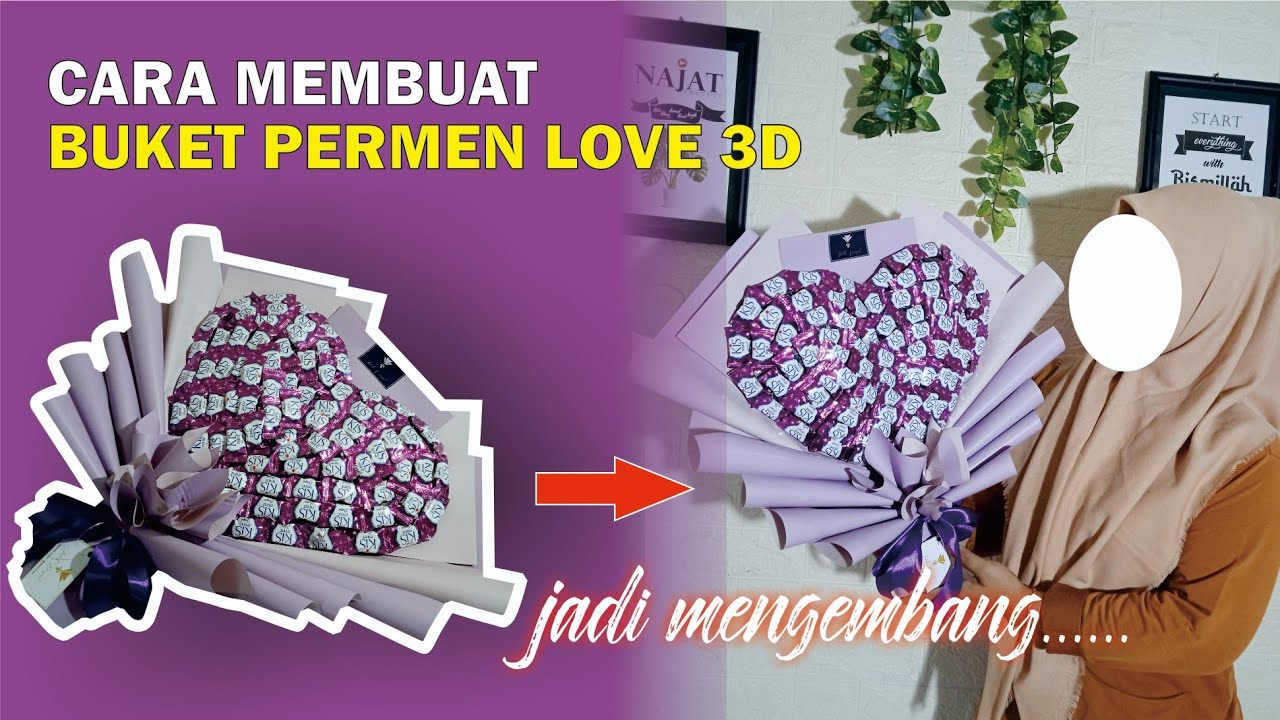 Cara membuat buket permen LOVE 3D agar mengembang | How to make 3D Love ...
