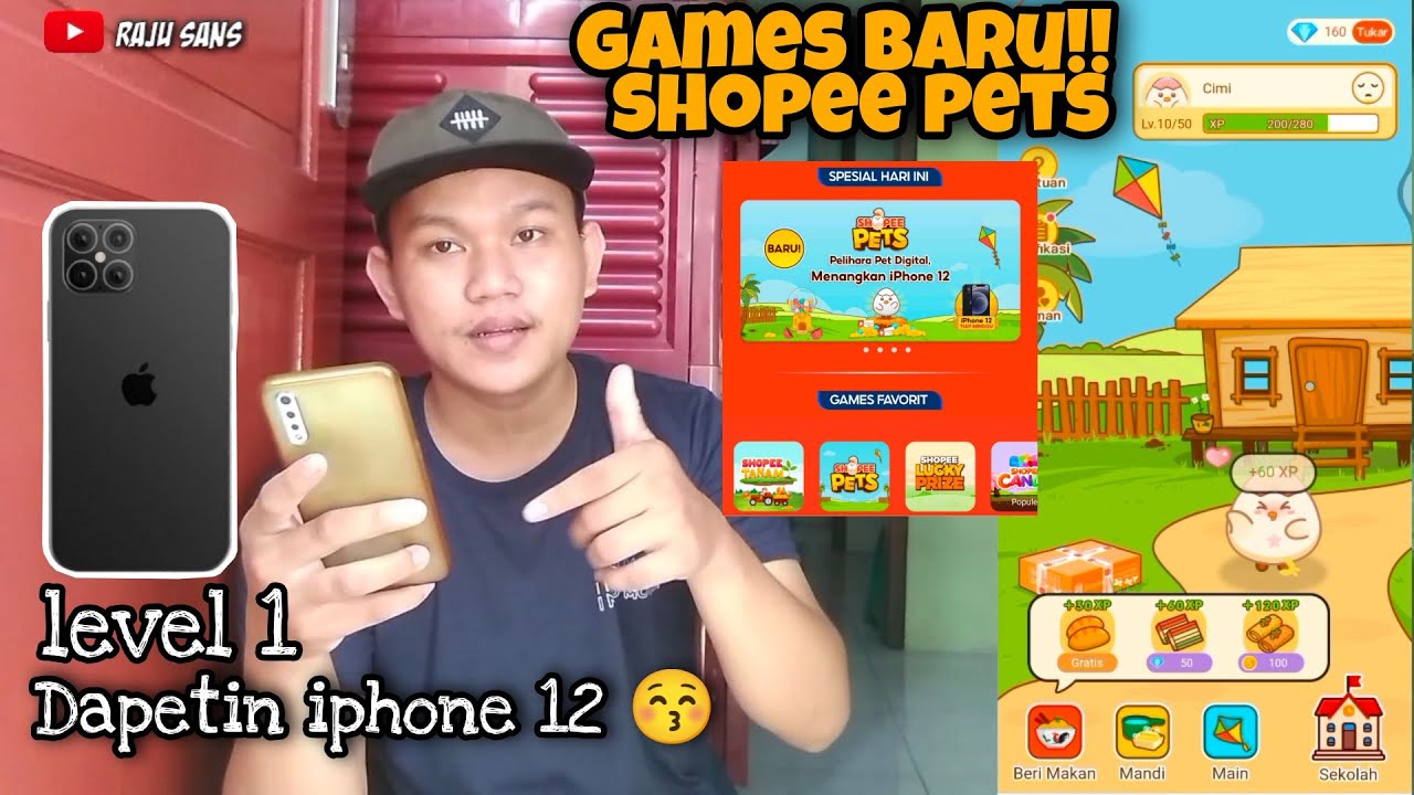 Main Games Shopee pets!! level 1- 50 OTW Dapetin iphone 12‼️ - YouTube