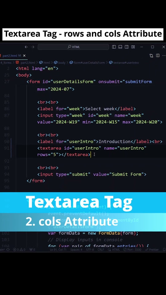 Master The Textarea Tag Understanding Rows And Cols Attributes Htmlform Codewithmayur Youtube