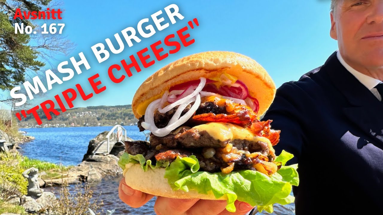 Smash burger - Triple cheese & onion 250 gram på stekhäll I Kapten Mat ...