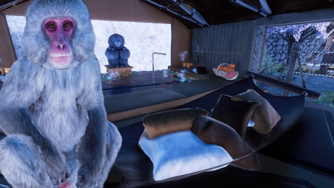 Japanese macaque Habitat with a cute "spa" place. | Planet zoo - YouTube