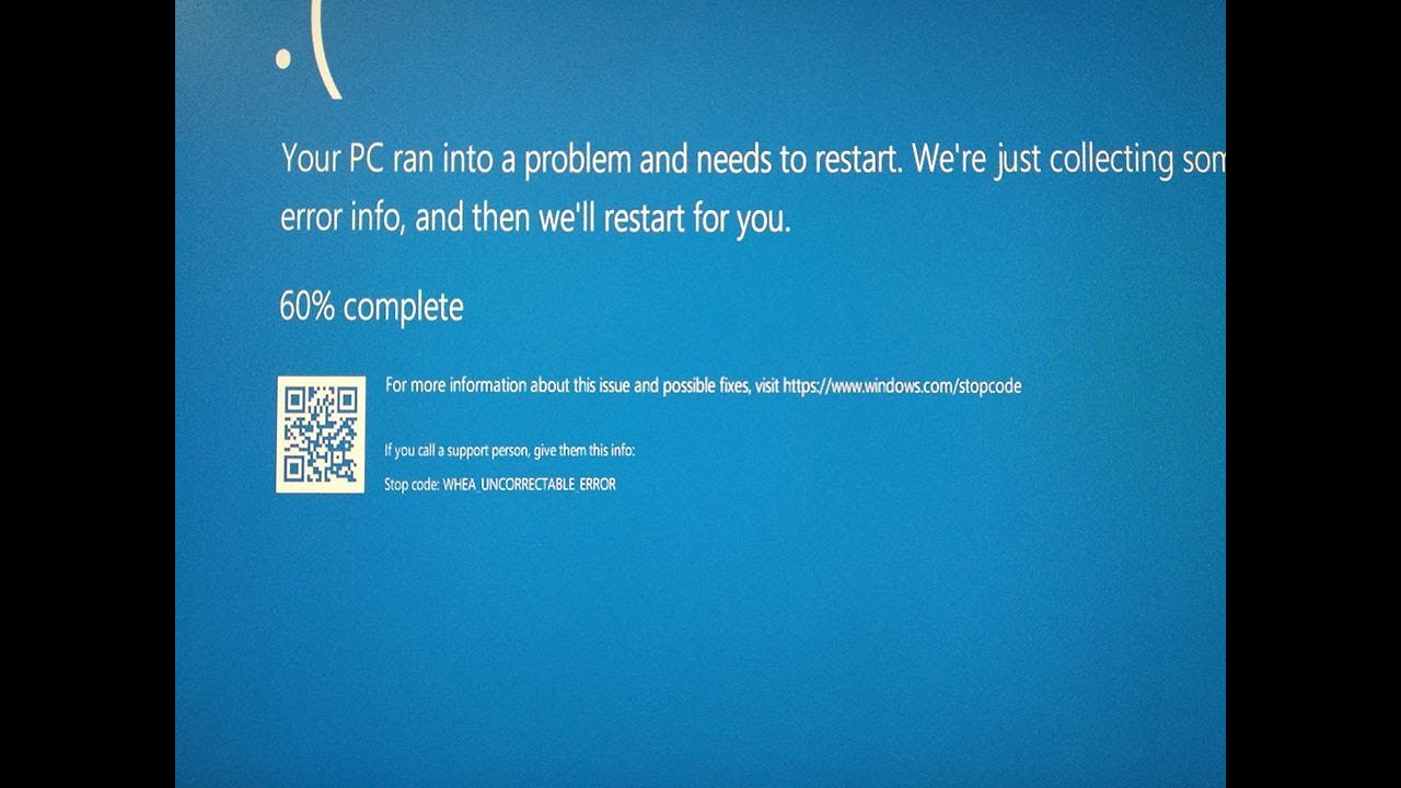 Your PC ran into a problem and needs to restart, we're just collecting ...