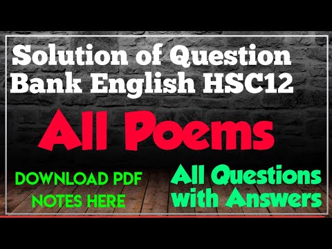 Solution of English Question Bank | Section 2 Poetry | Answers of All ...