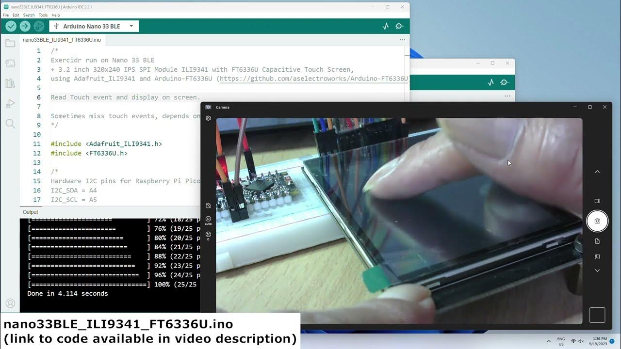240x320h IPS SPI Module ILI9341 with cap. touch FT6336U on Nologo Nano 33 BLE (Arduino Framework ...