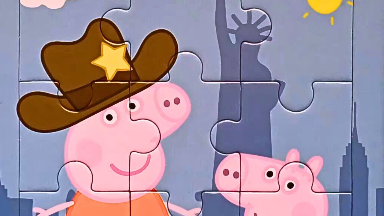 Peppa pig at New York | Play Puzzle - YouTube