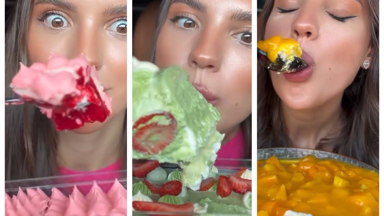 Matcha Cake Mukbang Eating Tik tok New Video - YouTube