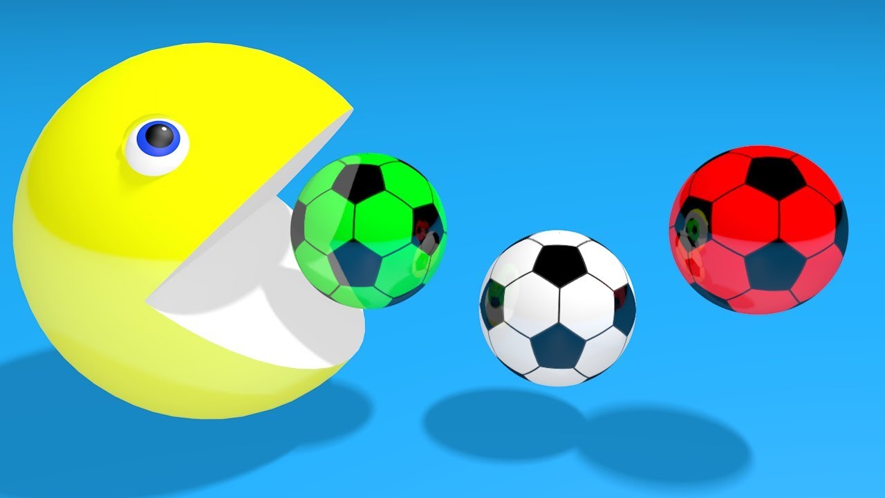 Learn Colors With 3D Soccer Ball And Pacman For Kids, Toddlers ...