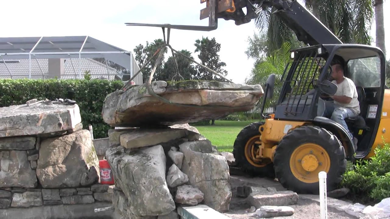 Process of Setting a Natural Stone Boulder Perfectly by Lucas - YouTube