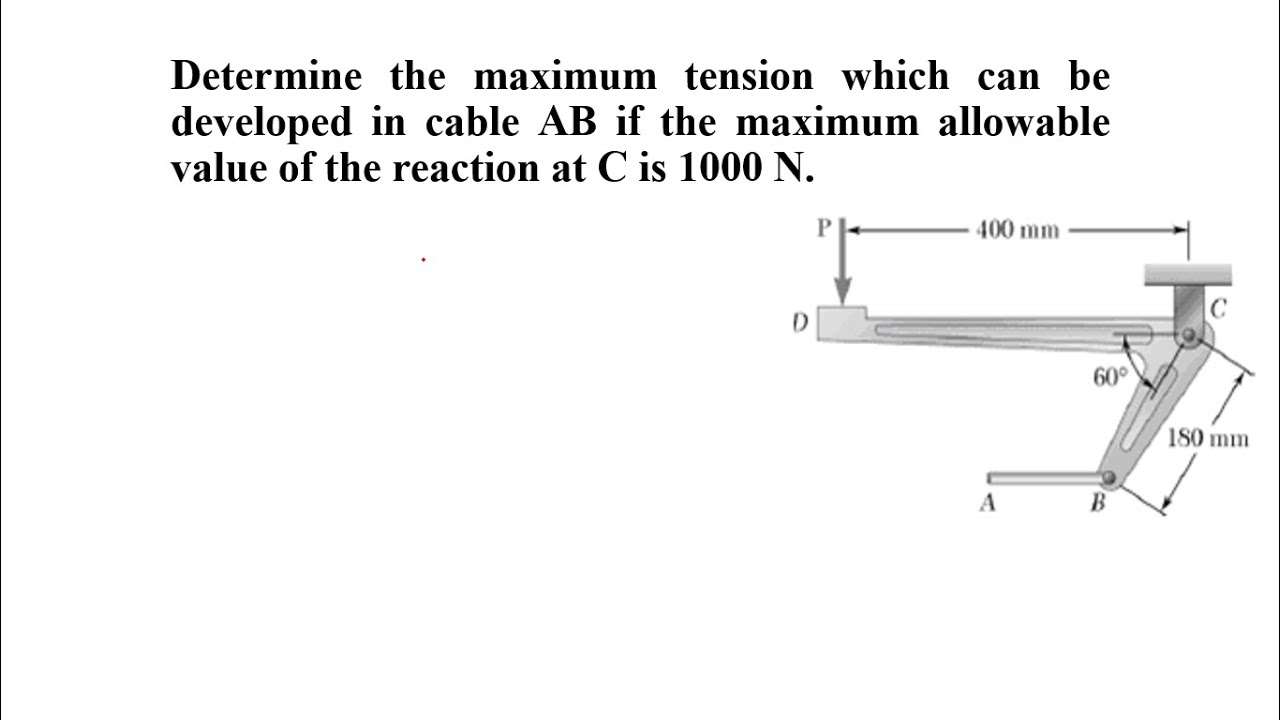determine the maximum tension which can be developed in cable AB if the ...