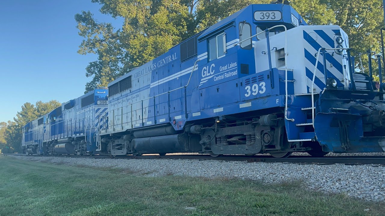 GLC Great Lakes central railroad departs Clare at 6:54 PM - YouTube