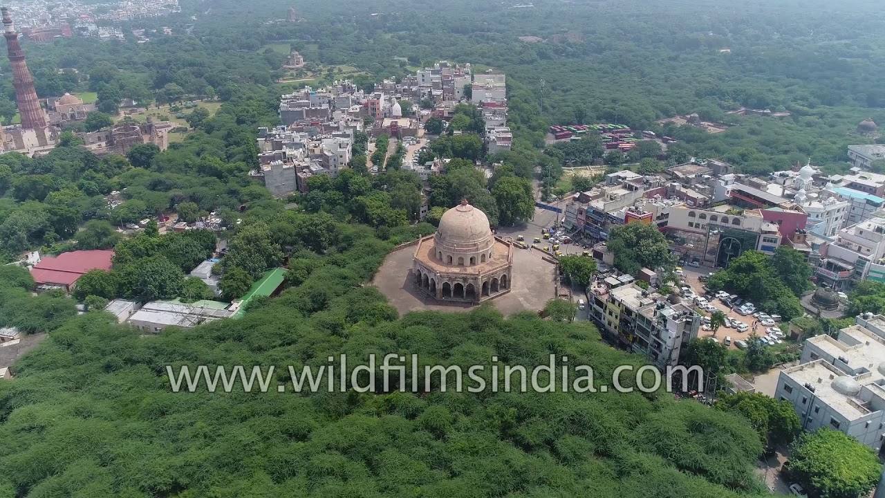 Qutub Minar - 12th century minaret in Delhi - stunning aerial view ...