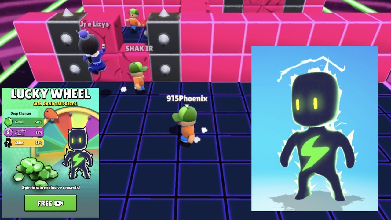 Stumble Guys LUCKY WHEEL New Winning 337 New BOLT skin - YouTube