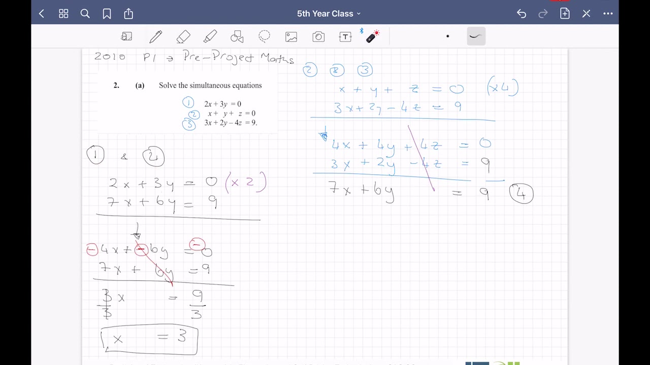 Simultaneous Equations 2010 P1 Pre Project Maths Leaving Cert Higher ...