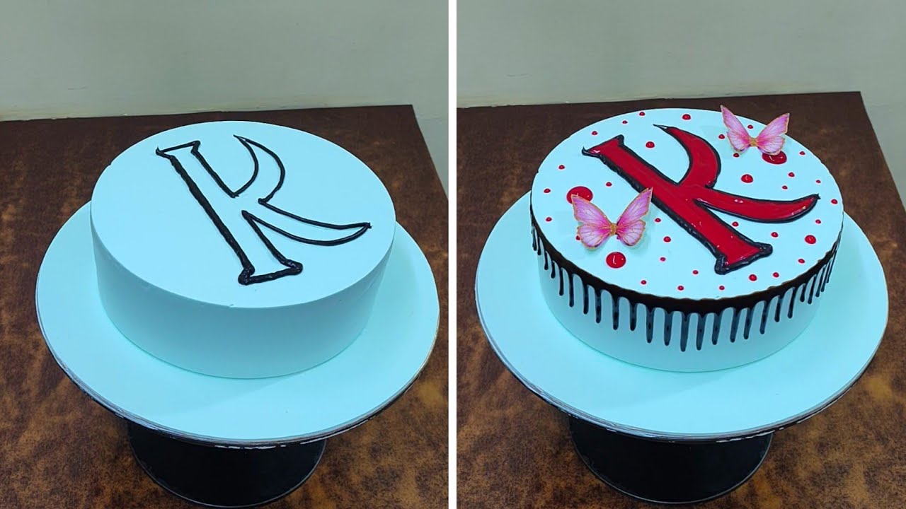 K letter Cake design | letter Drawing Cake | Letter Cake Decorating ...