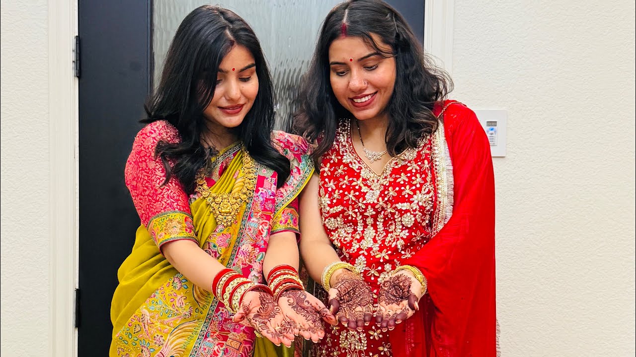 [DAY:38] ||KARVACHAUTH KI MEHANDI ||FESTIVAL CELEBRATION IN AMERICA🇺🇸 ...