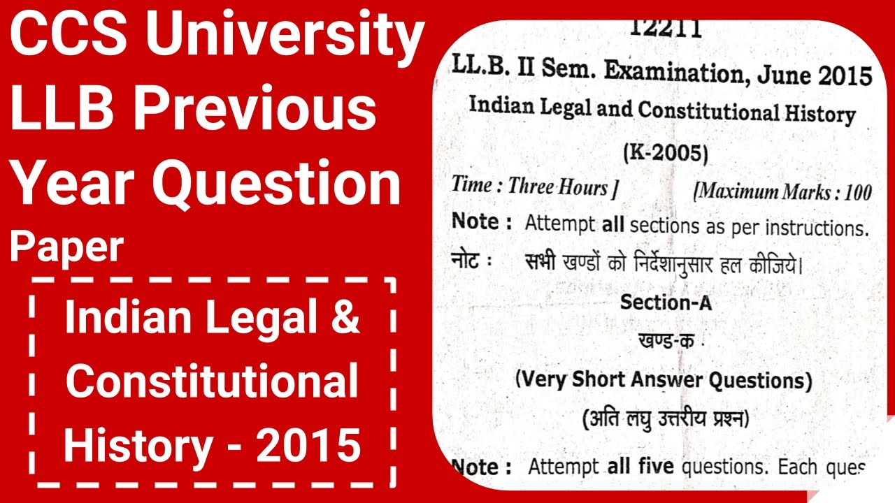 CCS University LLB Previous Year Paper - India Legal History - 2015 (K ...