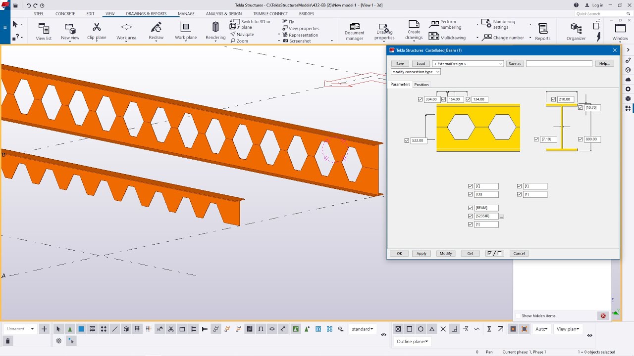 Development and Cutting Details for 533 x 210 UB,Castellated beam - YouTube