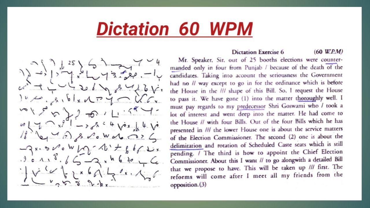 #Passage 6 | 60 WPM English Shorthand Dictation | Speedography ...