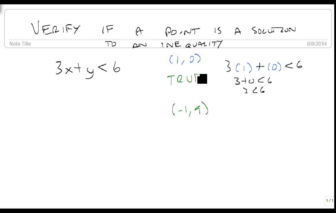 Verify if a point is a solution to an inequality - YouTube