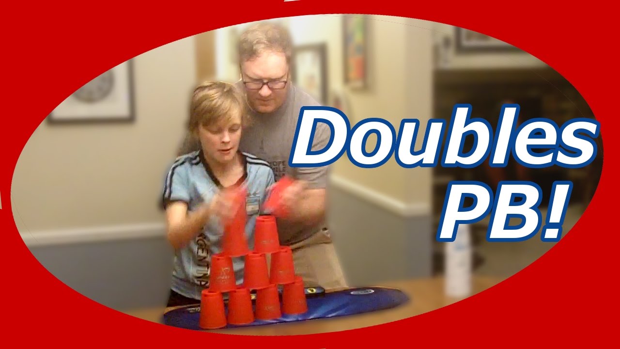 Parent Child Doubles personal best time! : Sport Stacking - YouTube