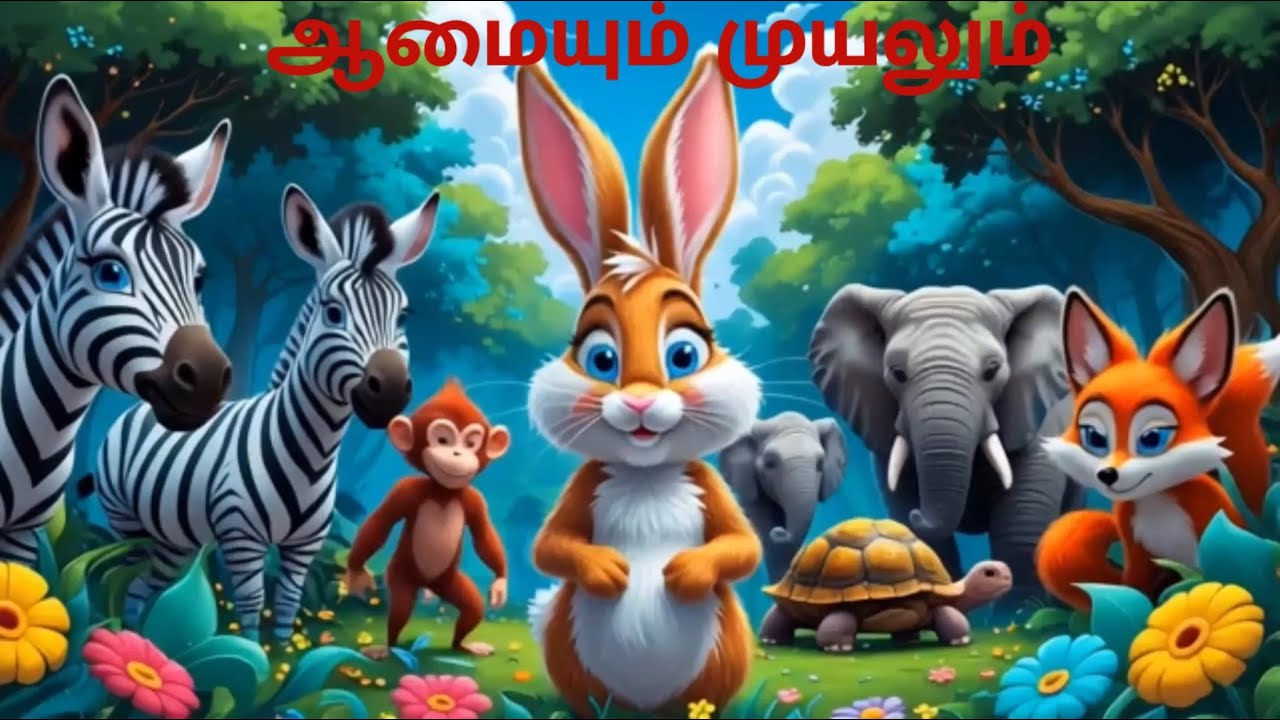 🌟 ஆமையும் முயலும் 🐢🐇 | Tamil stories for kids | Rabbit and tortoise ...