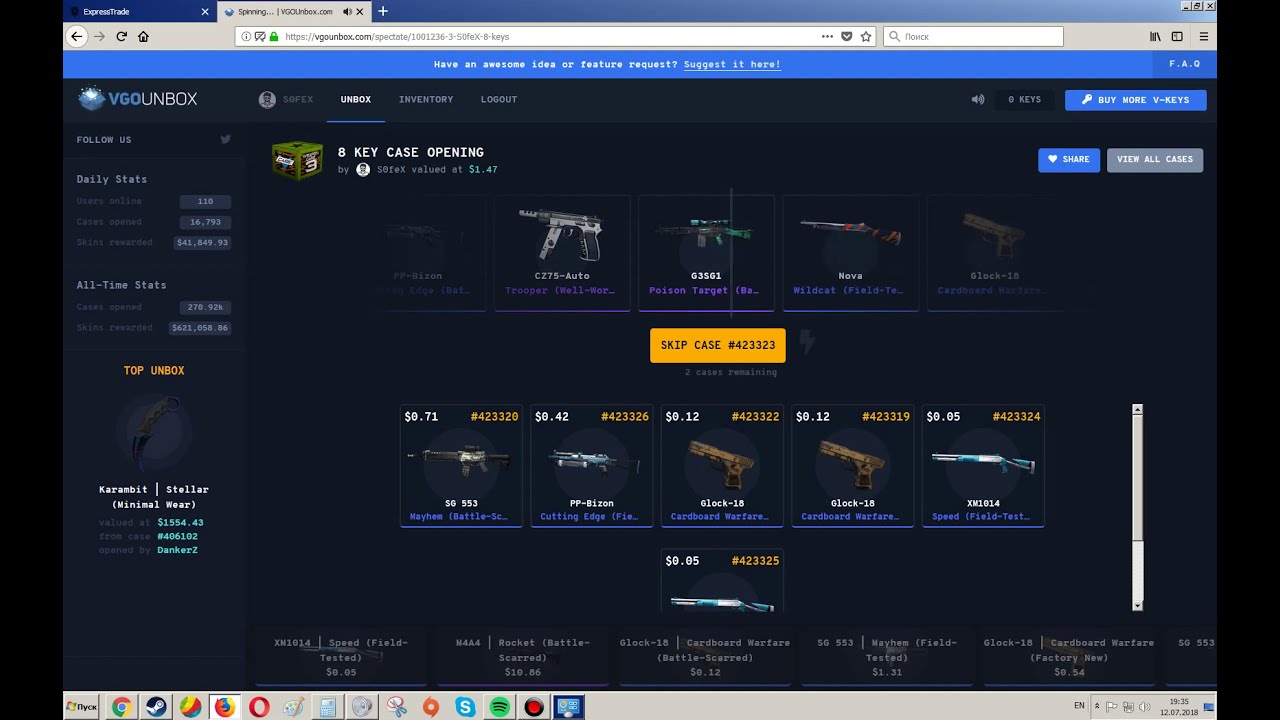 Opskins Vgo 20$ opening - YouTube