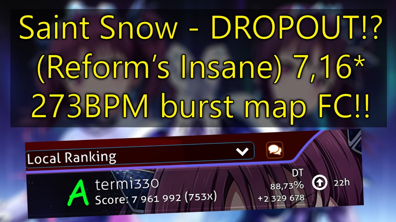 [Osu] FC on DROPOUT!? 7,16* (273BPM burst map) - YouTube