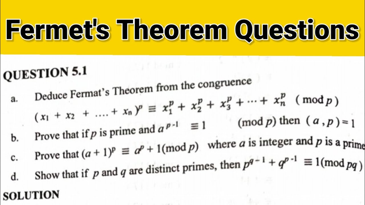 Fermet's Theorem Related Questions || Question 5.1 - YouTube