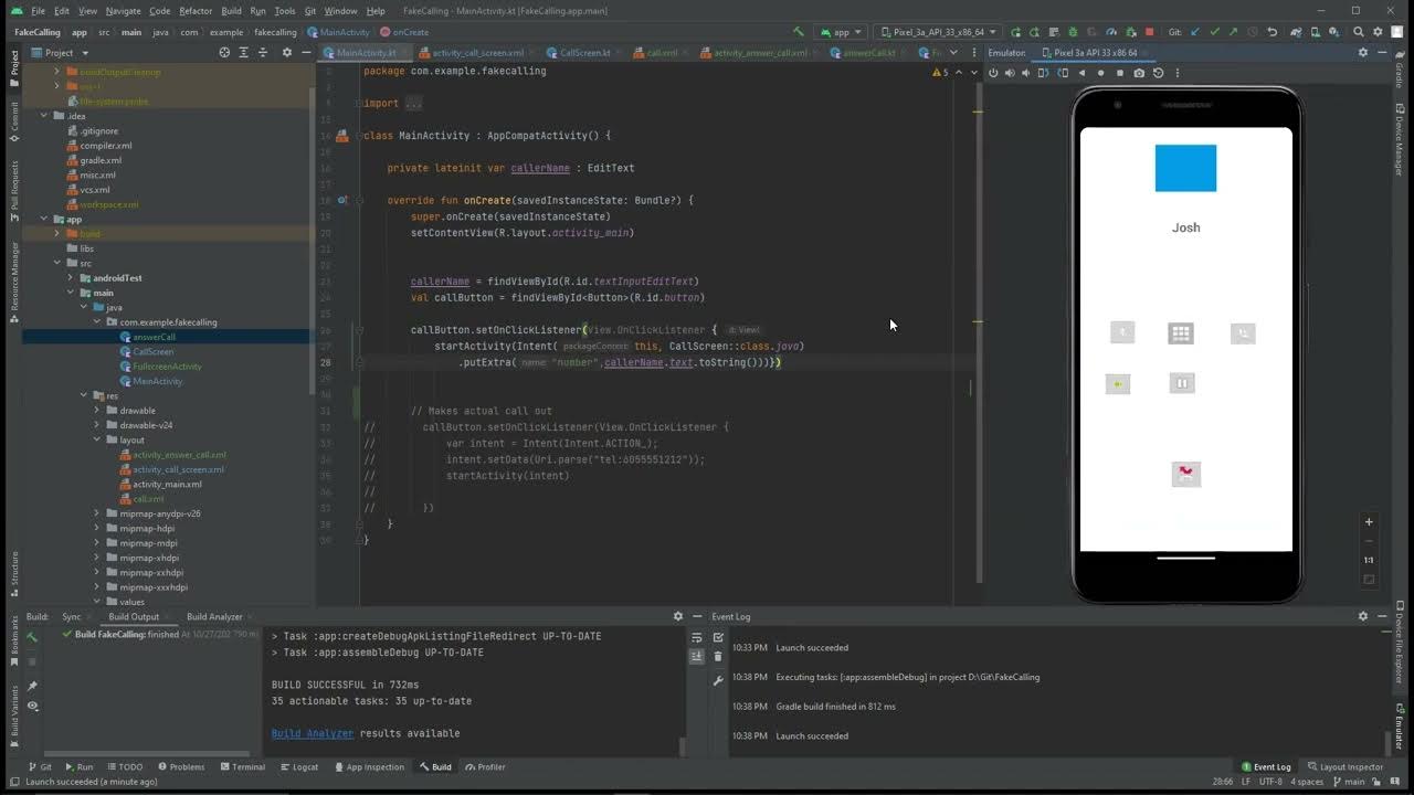 Android Studio Fake Call App / Kotlin - YouTube